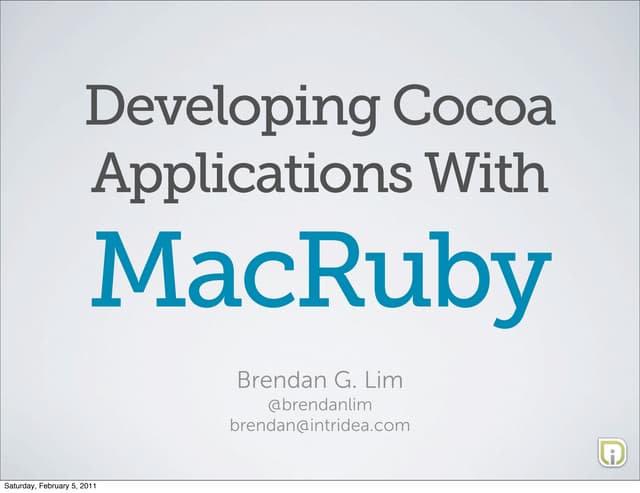 Developing Cocoa Applications with macRuby | PDF Developing Cocoa Applications with macRuby | PDF