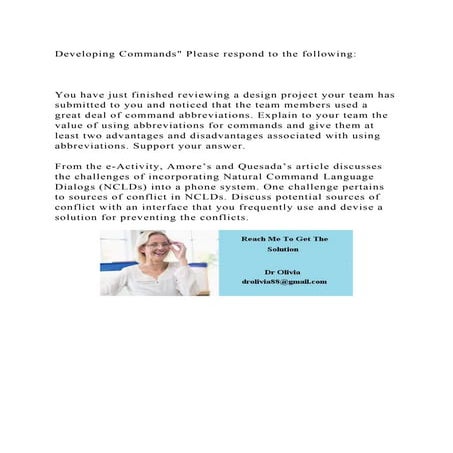 Developing Commands Please respond to the followingYou hav | DOCX