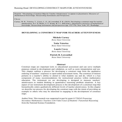 Developing construct maps for attentiveness | PDF