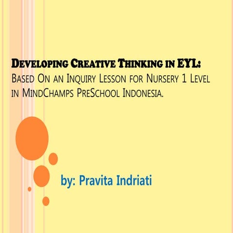 Developing creative thinking in eyl | PDF | Daycare and Pre-School ...
