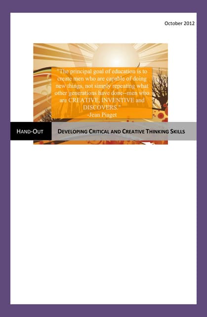 Creative and Critical Thinking | PPT