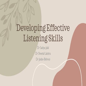 PPT On Developing Effective Listening Skills | PPT
