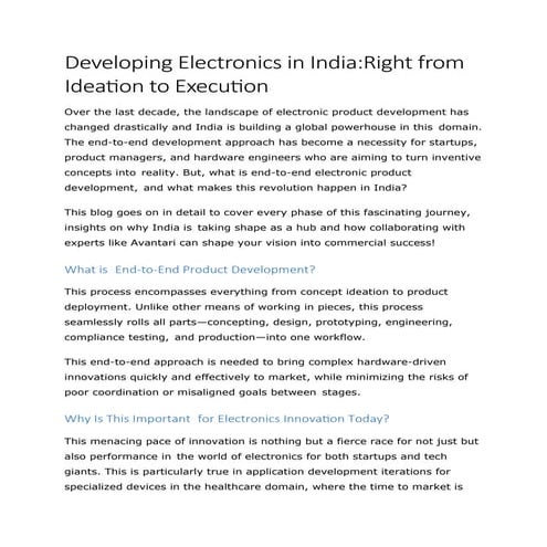 Electronics Product Development In India Docx