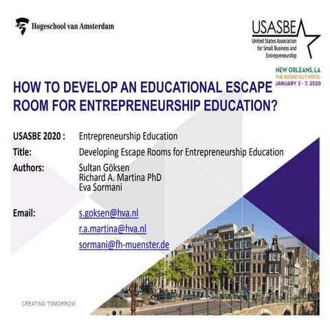 Developing escape rooms for entrepreneurship education | PPTX | Puzzle ...