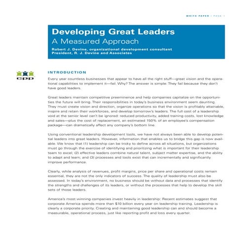 Developing great leaders a measured approach | PDF