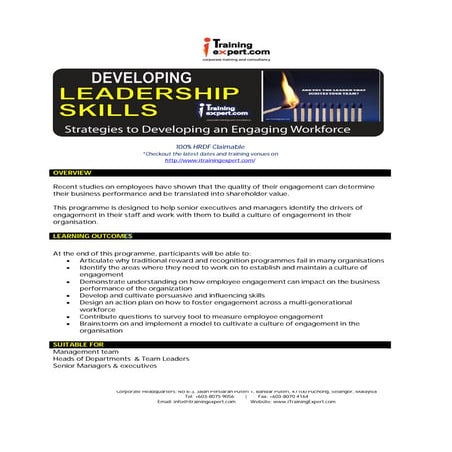 Developing leadership skills; winning employee engagement public ...