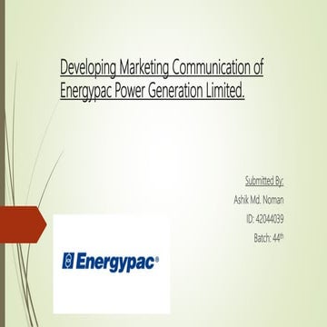 Developing marketing communication of energypac power generation ...