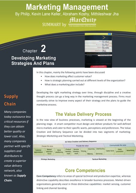 Kotler CH2: DEVELOPING MARKETING STRATEGIES AND PLANS | PPTX