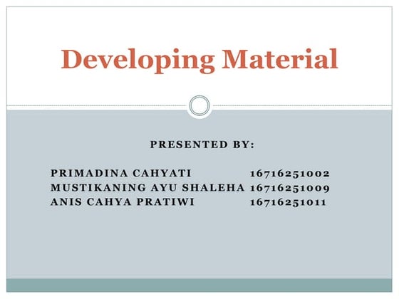 MATERIALS' DEVELOPMENT BY BRIAN TOMLINSON | PPT