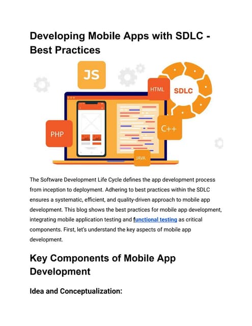 Developing Mobile Apps With Sdlc Best Practices Pdf