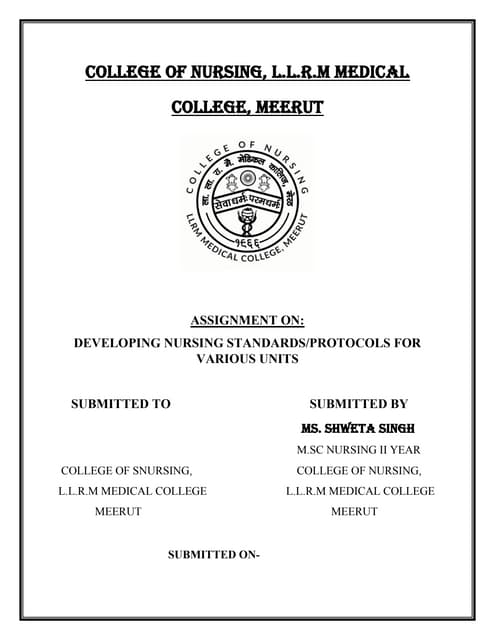 Nursing Manuals, Protocols/ Standing Orders | PPTX