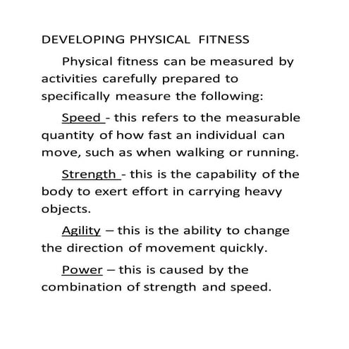 Developing physical fitness | DOCX