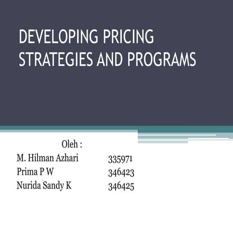 Developing pricing strategies and programs marketing | PPT