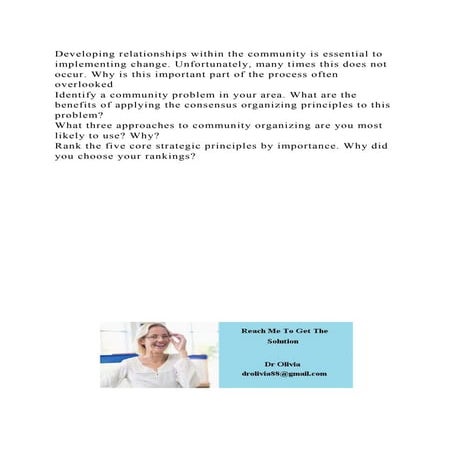 Developing relationships within the community is essential to implem.docx