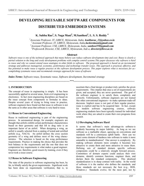 Developing Reusable Software Components For Distributed Embedded Systems Pdf