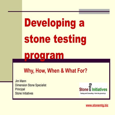 Developing Stone Test Programmes | PPT