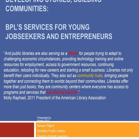 Developing stories, building communities | PPT