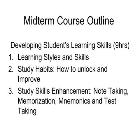 Developing Student's Learning Skills | PPT