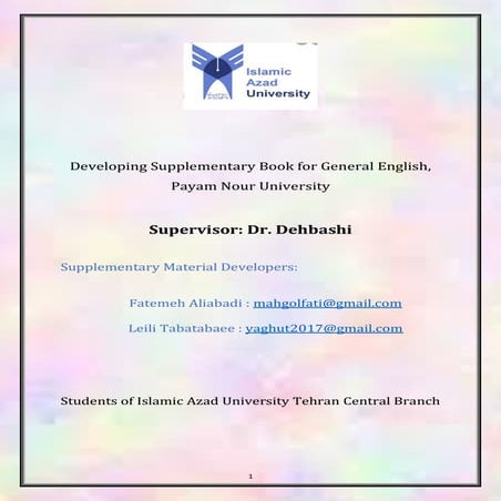 sample of Developing supplementary material for pnu General English | PDF