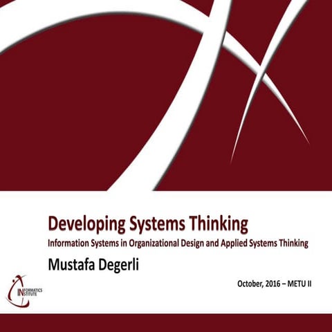 Mustafa Degerli - 2016 - Developing Systems Thinking | PDF