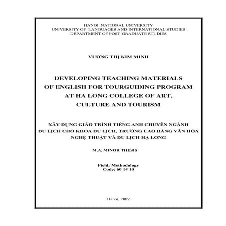 Developing teaching materials of English for the tour guiding program ...