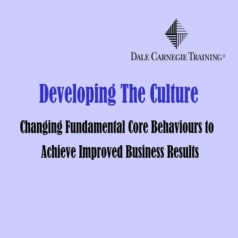Developing the culture | PPT