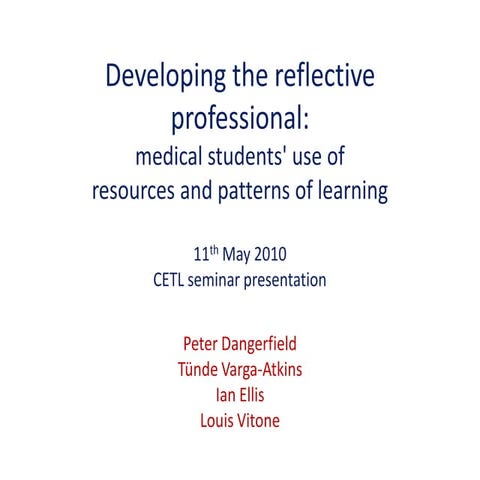 Developing the reflective professional | PPT