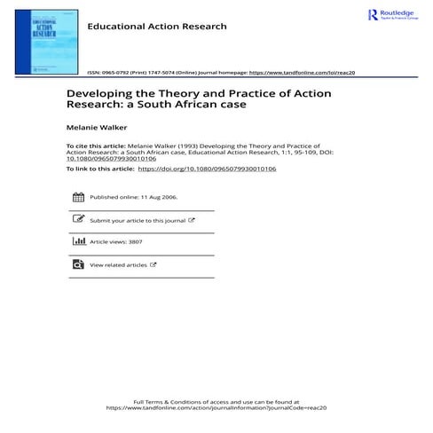 Developing the Theory and Practice of Action Research a South African ...