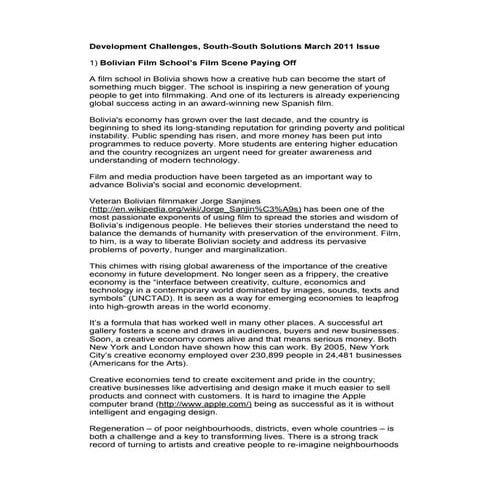 Development Challenges, South-South Solutions: March 2011 Issue | PDF