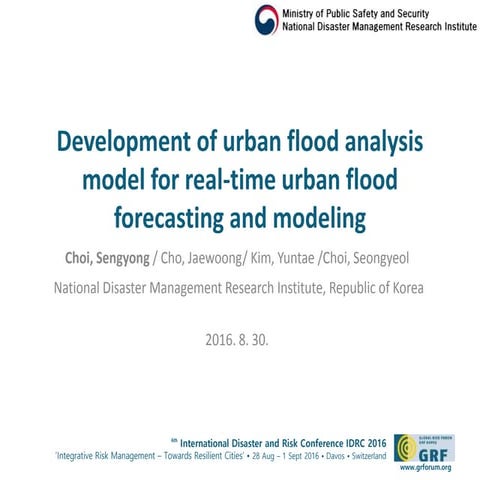 Development Of Urban Flood Analysis Model For Real Time Urban Flood