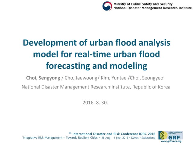 Development Of Urban Flood Analysis Model For Real Time Urban Flood
