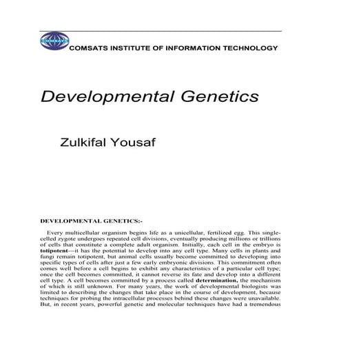 Developmental genetics | DOCX