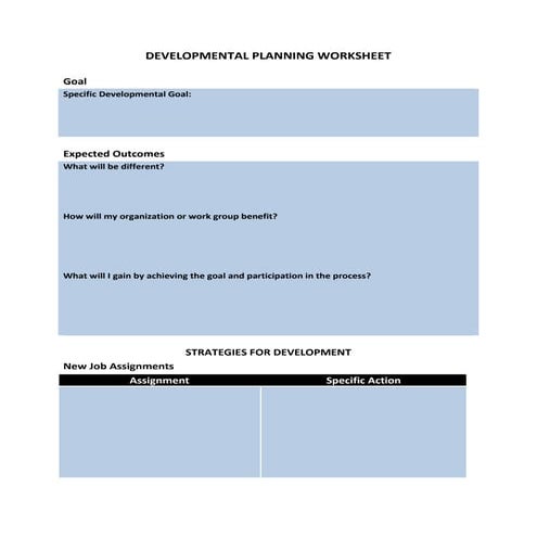 Developmental planning worksheet | PDF