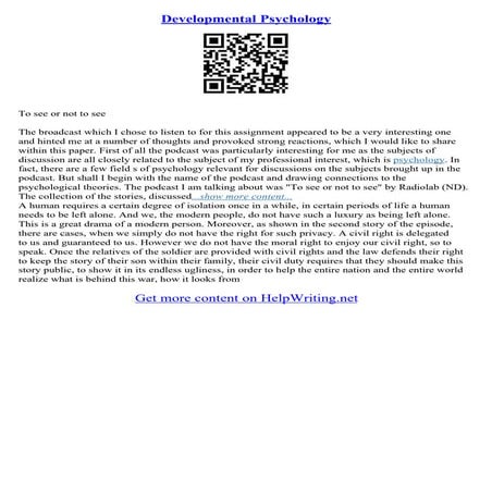 Developmental Psychology Essay | PDF