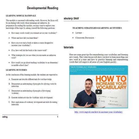 Developmental reading lesson 5 | PPT