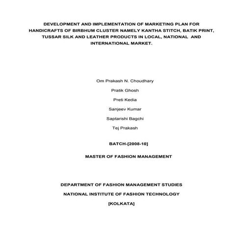 Development and implementation of marketing plan for handicrafts of ...