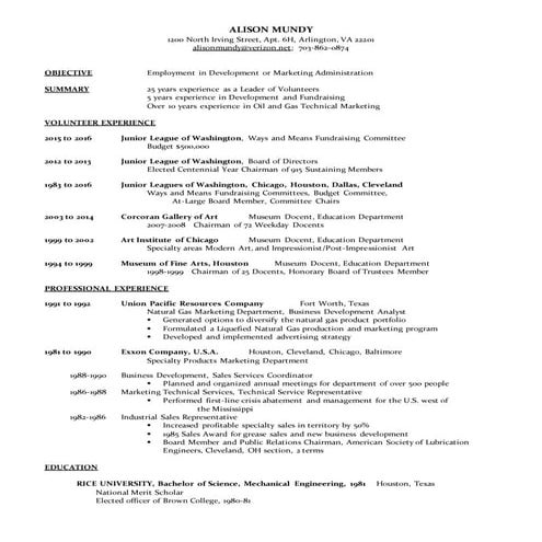 Development and Marketing Resume Alison 2016 | DOCX