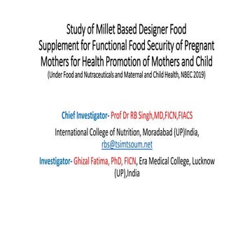 Development and study of millet based designer food | PPTX