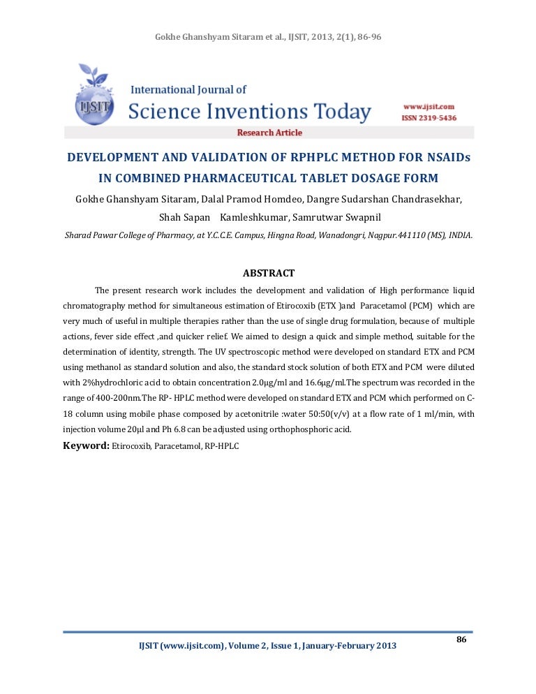 Development And Validation Of Rphplc Method For Nsai Ds In Combined P