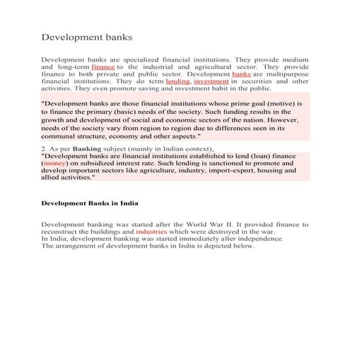 Development banks in india | DOCX