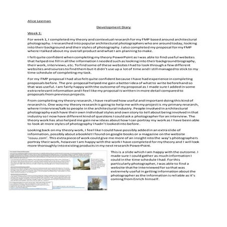 Development diary up to 10th March | DOCX