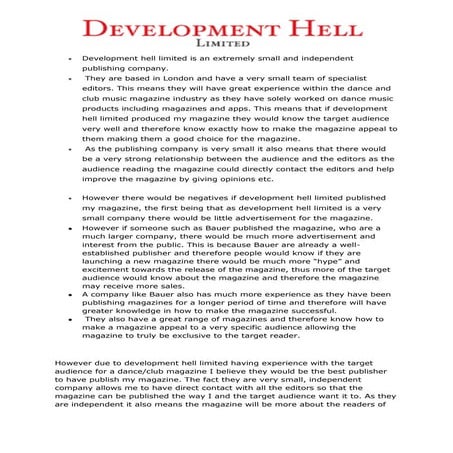 Development hell limited | DOCX
