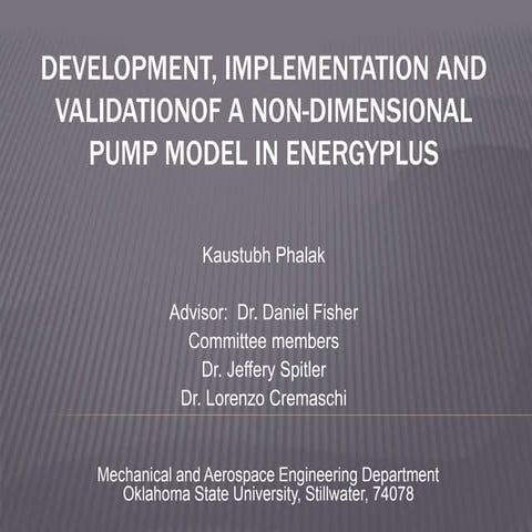 Development, implementation and validation of a non dimensional pump model in energy plus | PPSX