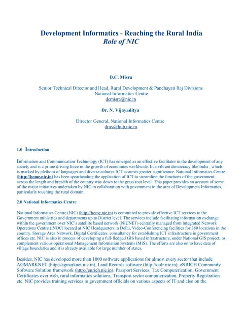 NATIONAL INFORMATICS CENTRE-NIC- INDIA | PPT