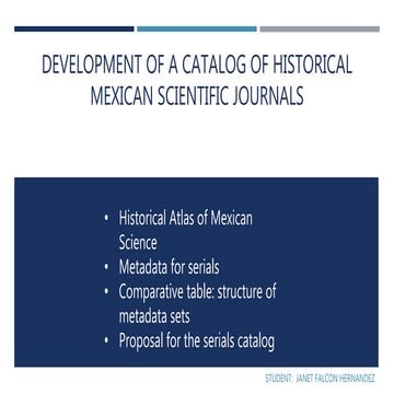 Development of a catalog of historical mexican scientific | PPT