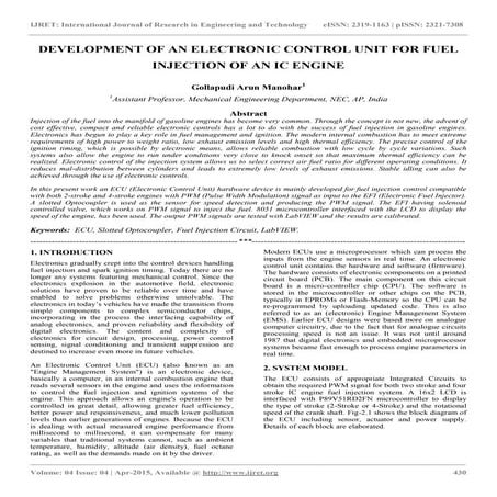Development of an electronic control unit for fuel injection of an ic ...