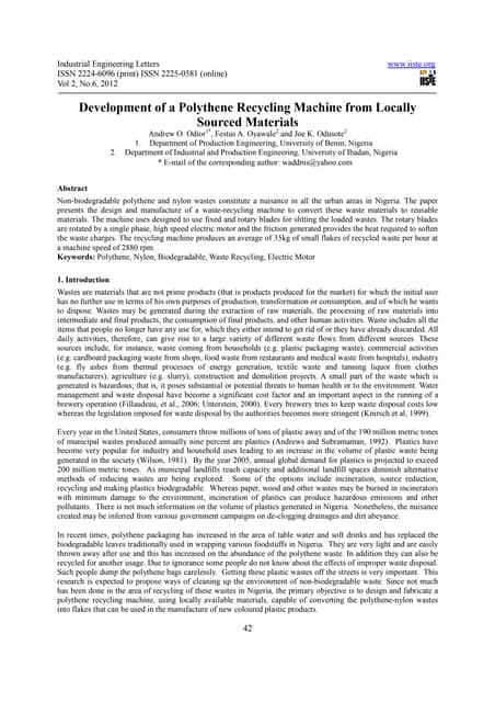 Plastic waste management | PPTX | Environmental Services Industry ...