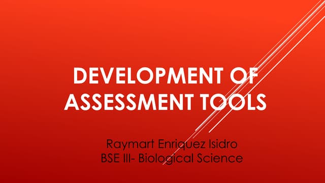 Development of assessment tools | PPTX