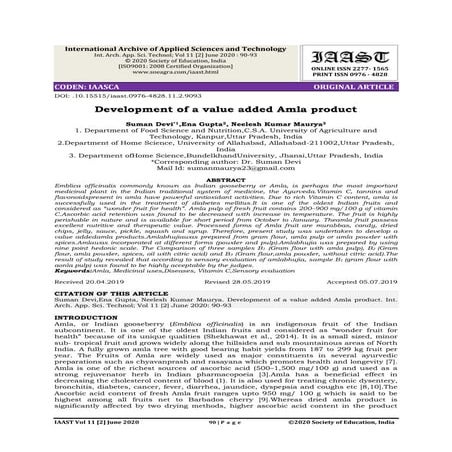 Development of a value added Amla product | PDF