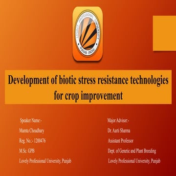 Development of biotic stress resistance technologies | PDF